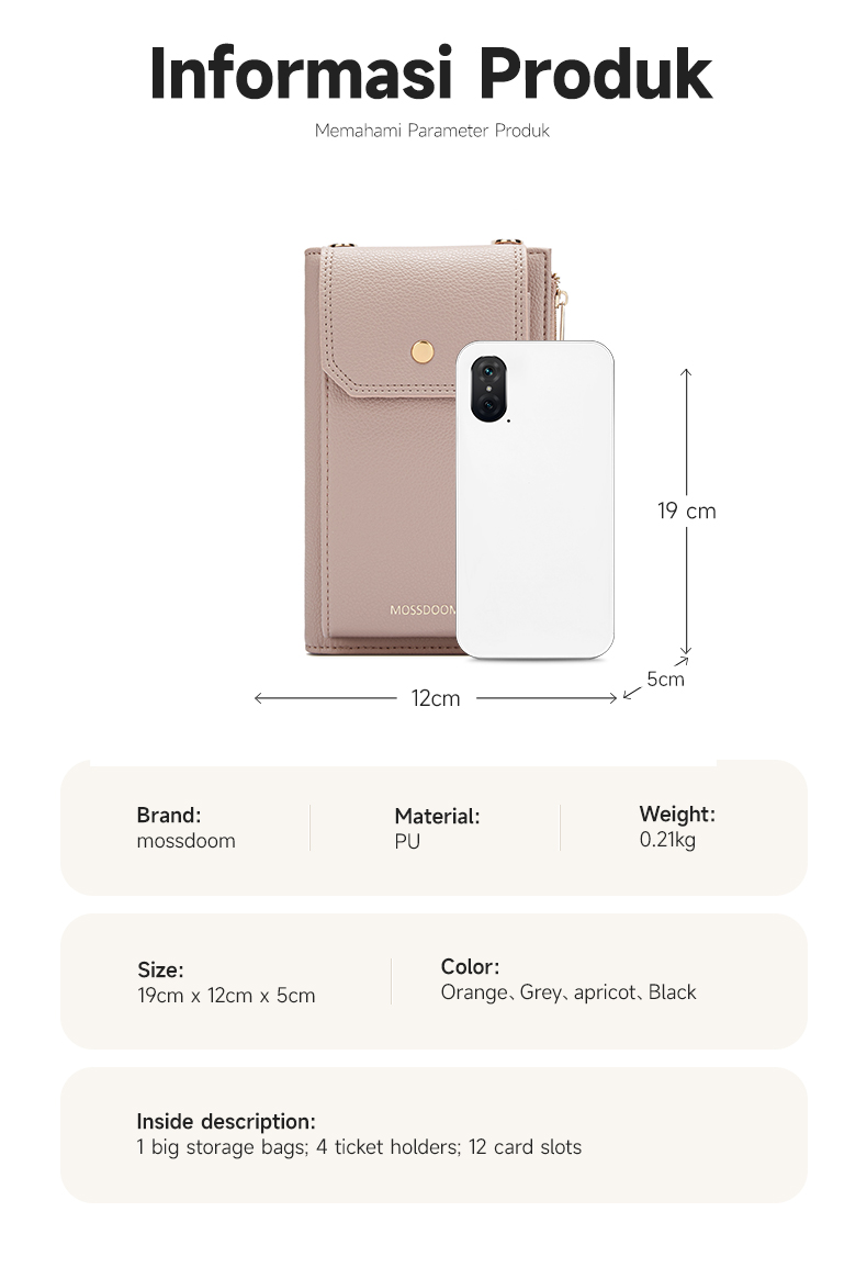 Jual MOSSDOOM Tas Selempang Wanita Mini Phone Bag Multi-fungsi Tas ...