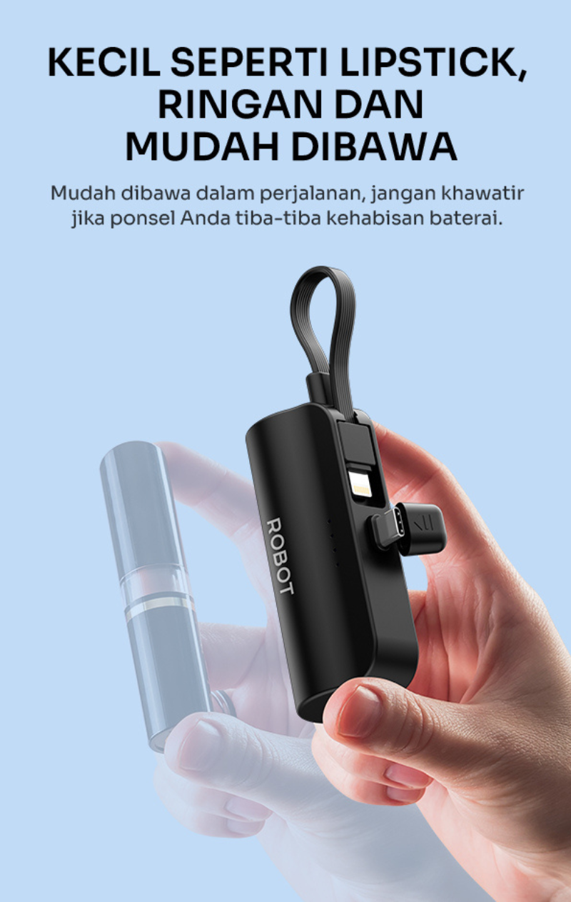 Jual ROBOT Powerbank Mini Fast Charging 4500mAh With Port and Cable ...