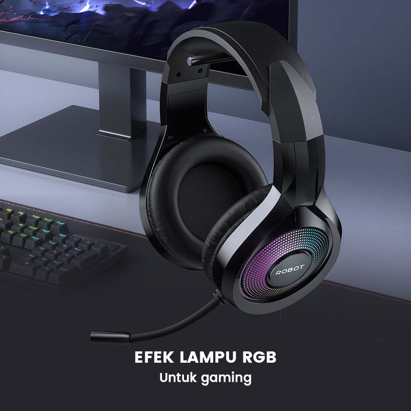 Jual ROBOT Headset Wired RH-G40 3.5mm Jack Black Original Garansi 1 ...