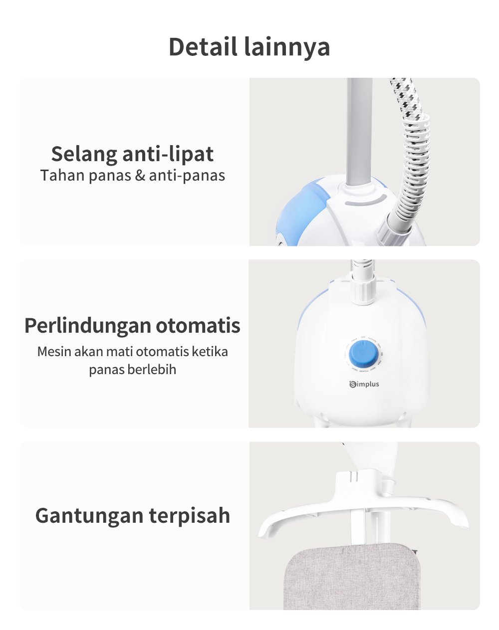 Jual Simplus Standing Setrika Uap 1.8L 2in1 Stand Garment Steamer gantung tangki air sterilisasi ...