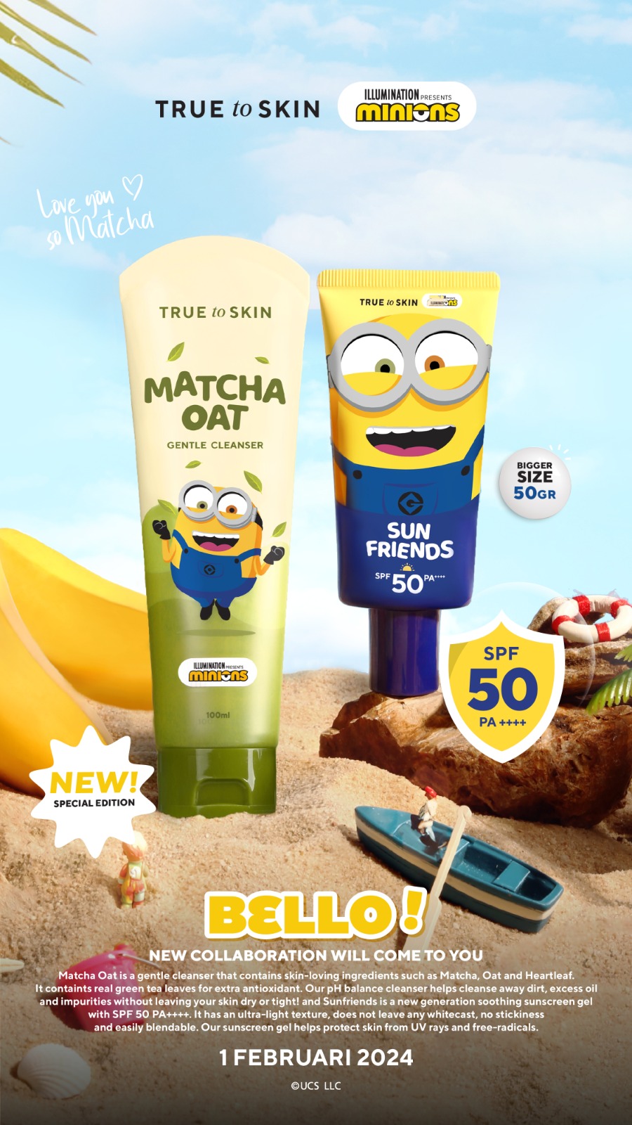 Jual [ MINIONS SPECIAL EDITION ] True to Skin - Matcha Oat Gentle ...