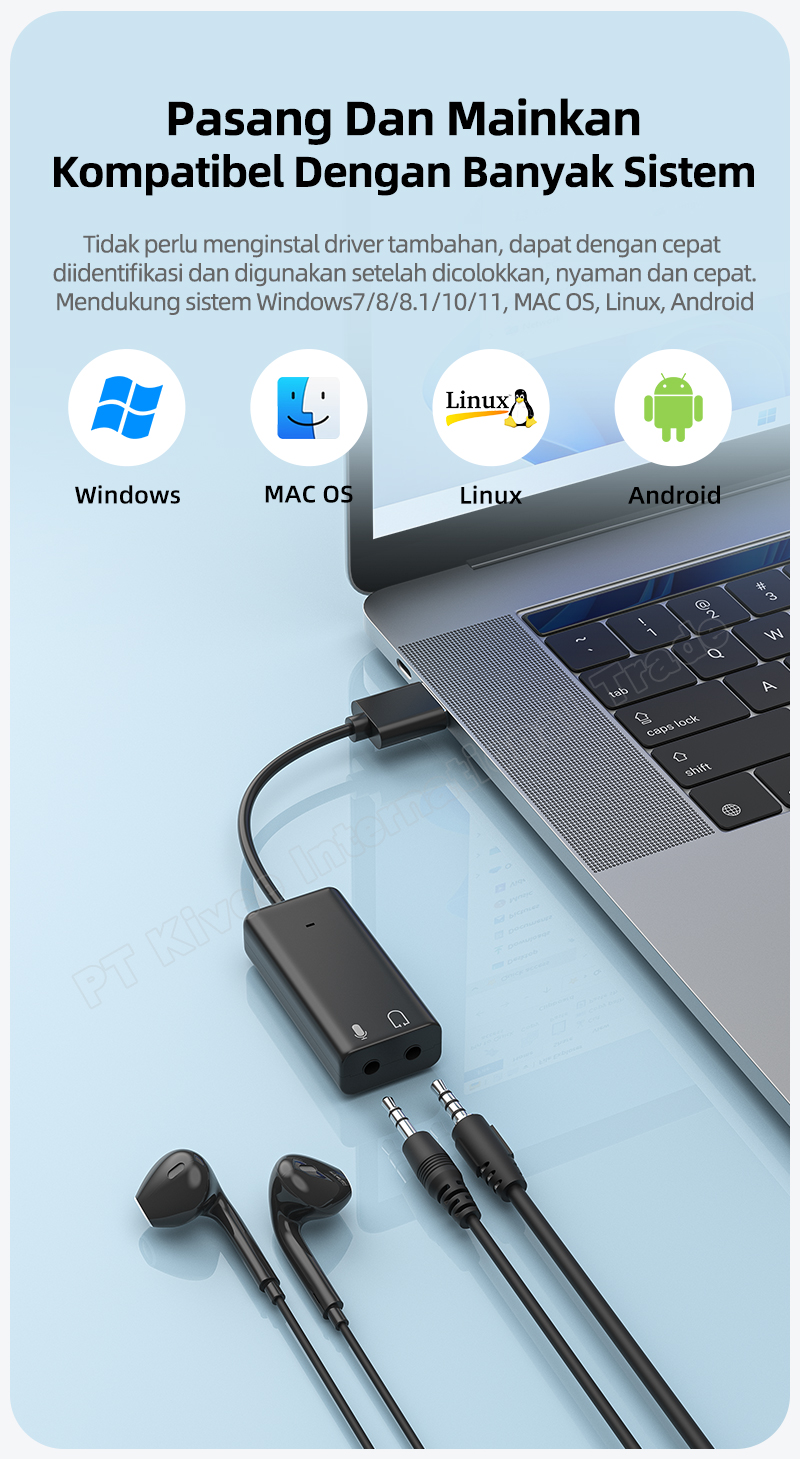 Jual KIVEE Converter microphone Audio Kabel splitter Type C & USB to 3 ...