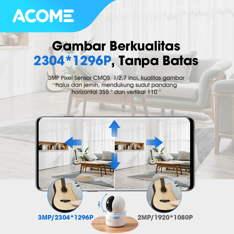 Jual ACOME APC01 Smart Camera CCTV WiFi Indoor Camera Audio FULL HD ...