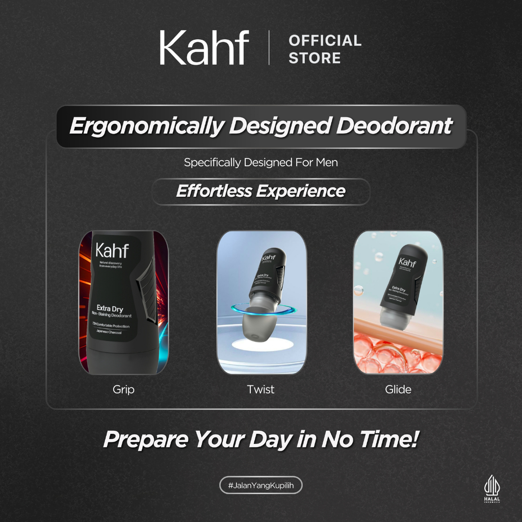 Jual Kahf Antiperspirant Deodorant Roll On 45ml/Clean Fresh/Cooling Power/Extra Dry | Shopee ...