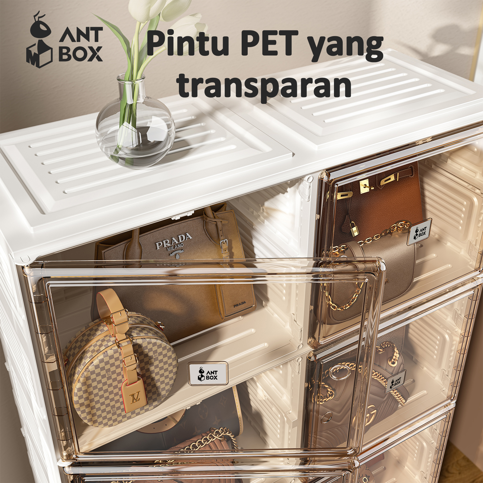 Jual ANTBOX Lemari Kabinet Helm Transparan 4 6 8 10 Storage Penyimpanan ...