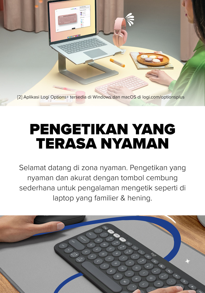 Jual Logitech Pebble Keys 2 K380s Keyboard Wireless Bluetooth® Multi ...