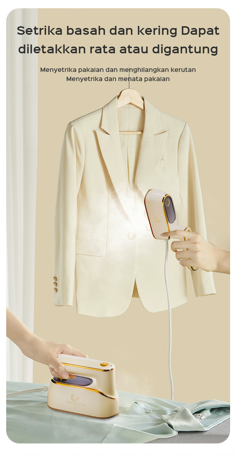 Jual HAN RIVER Setrika low watt 2in1 Setrika Uap Foldable setrika ...