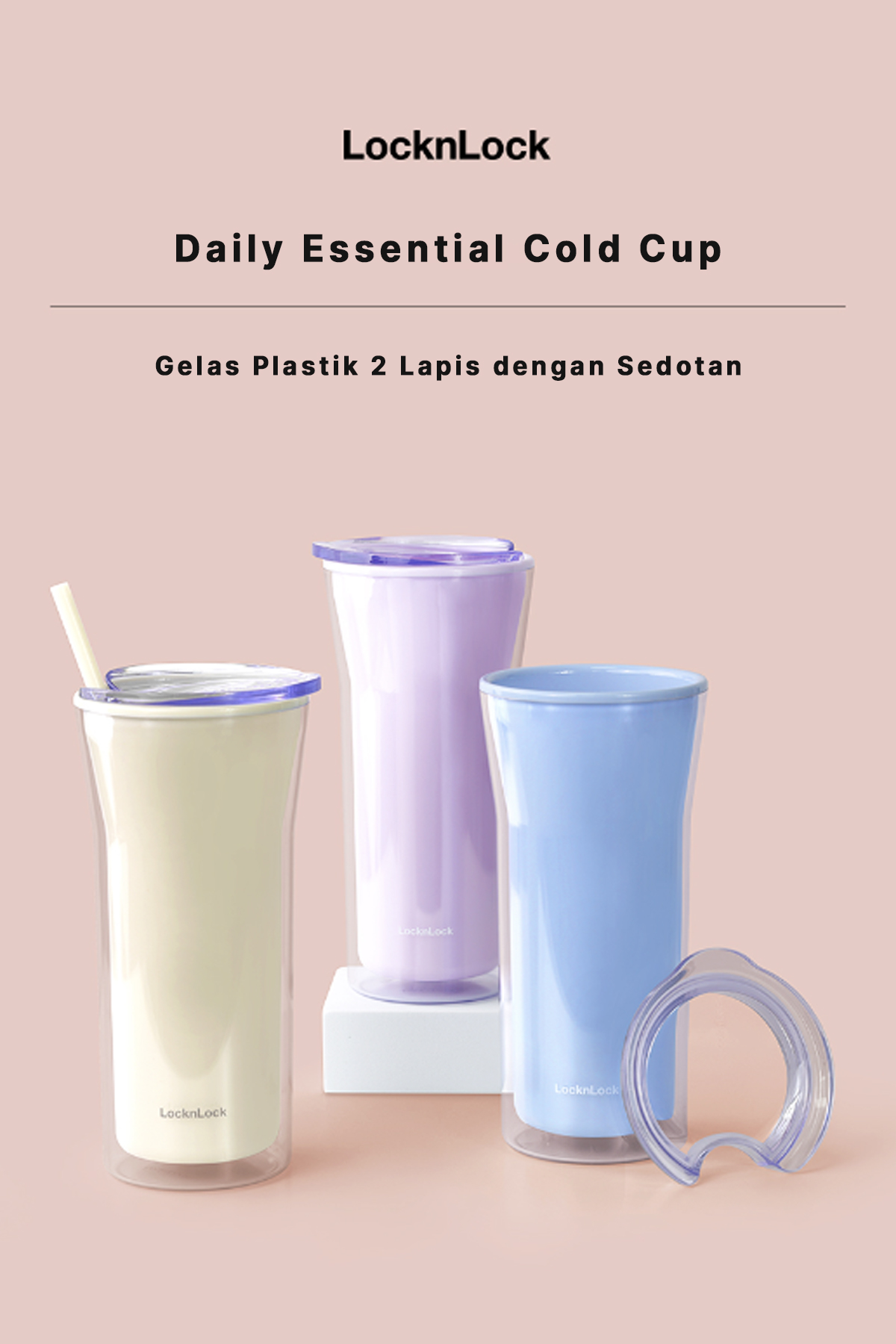 Jual LocknLock Botol Minum Daily Essential Cold Cup with Straw 770ml - HAP526 | Shopee Indonesia