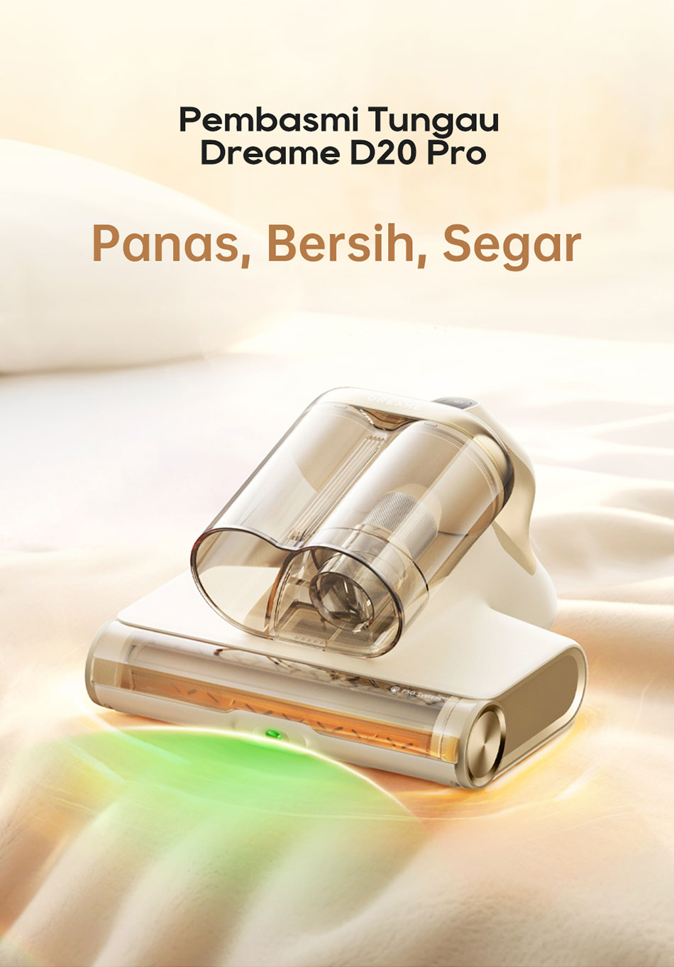 Jual Dreame D20 Pro Mite Remover -15,500Pa High Suction Green LED Light | Shopee Indonesia