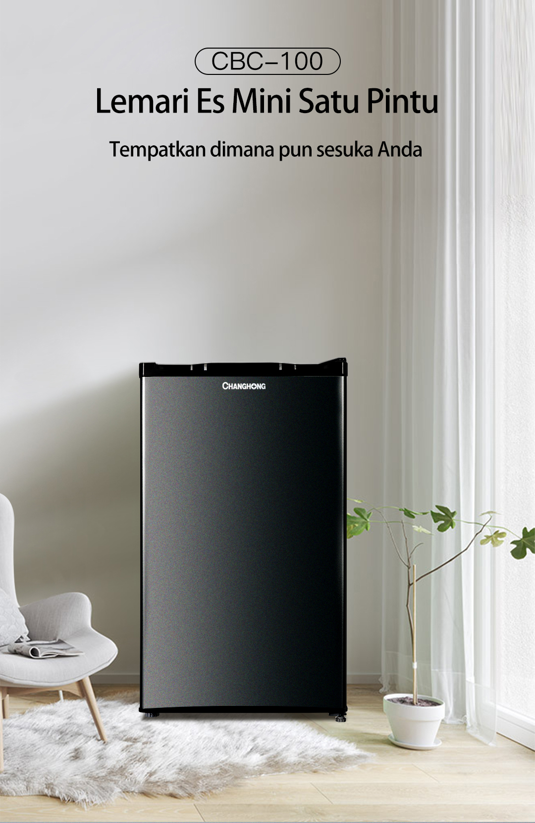 Jual Changhong Kulkas 1 pintu (Refrigerator) Lemari Es Kapasitas 100 Liter – Black CBC 100 (Semi ...