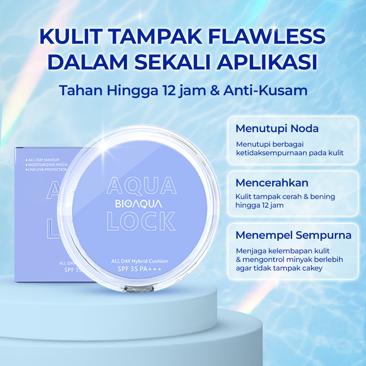 Jual BIOAQUA AquaLock ALL DAY Hybrid Cushion SPF35 PA+++ Bedak Cushion ...