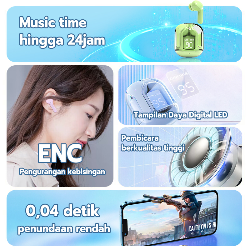 Jual (Penguin style LUCU )Jovitech Headset Bluetooth 5.3 TWS ENC Gaming ...
