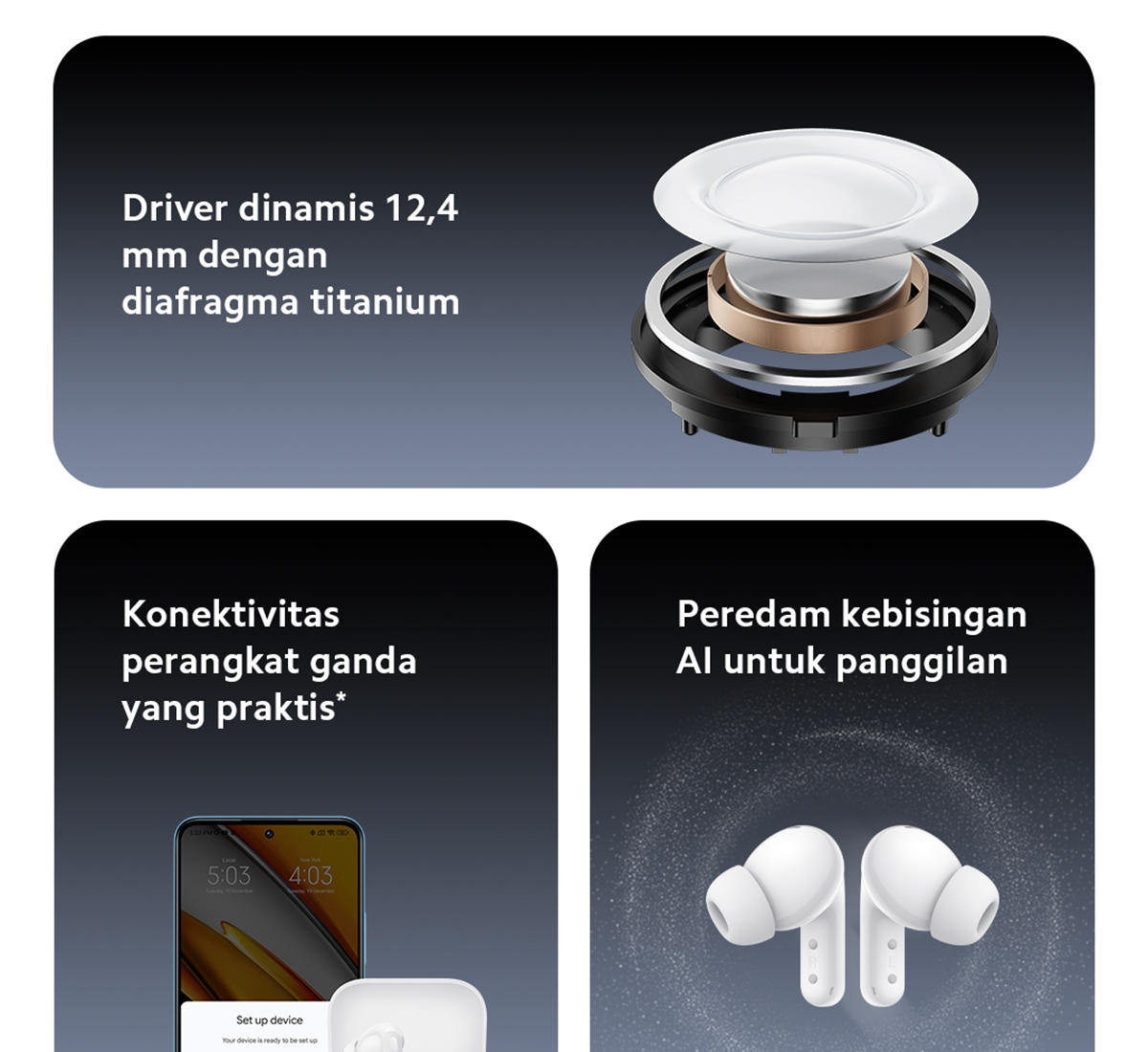 Jual Xiaomi Redmi Buds 5 | Driver dinamis 12,4 mm | Diafragma titanium | Active Noise ...