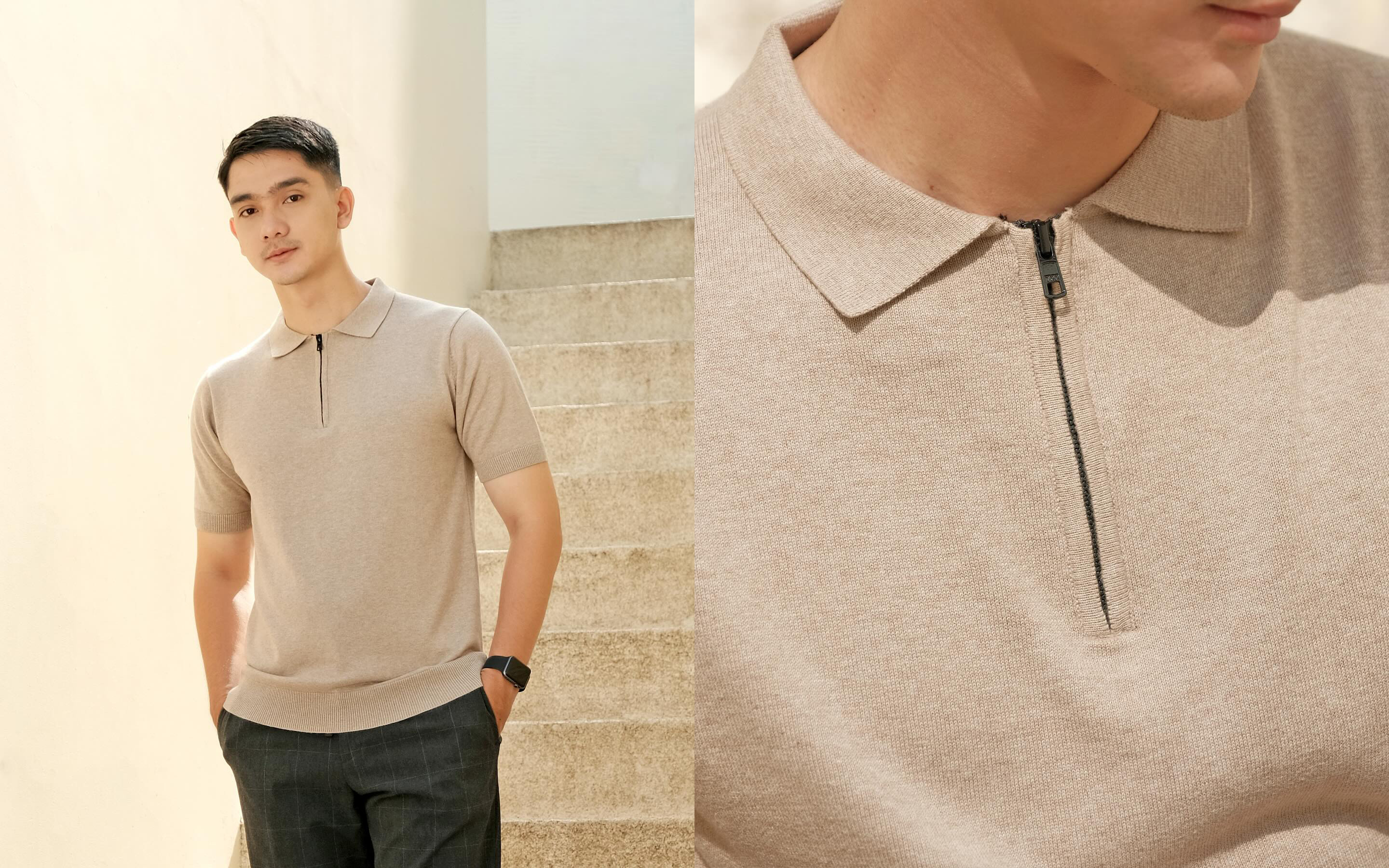 Jual Gomuda Sweater Rajut Pria Polo Zip Neck Knitwear | Shopee Indonesia