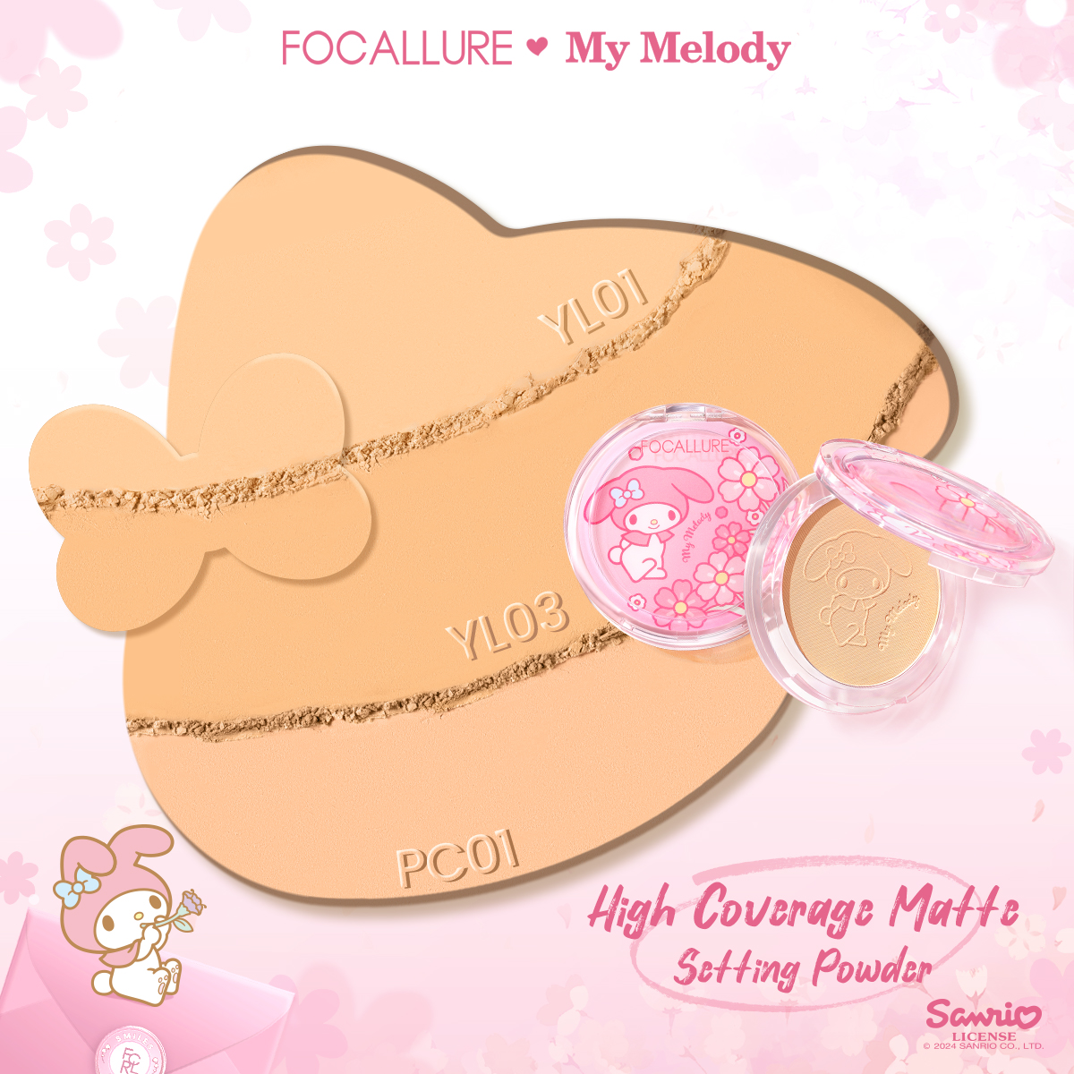 Jual FOCALLURE X Sanrio Matte Setting Powder High Coverage # ...