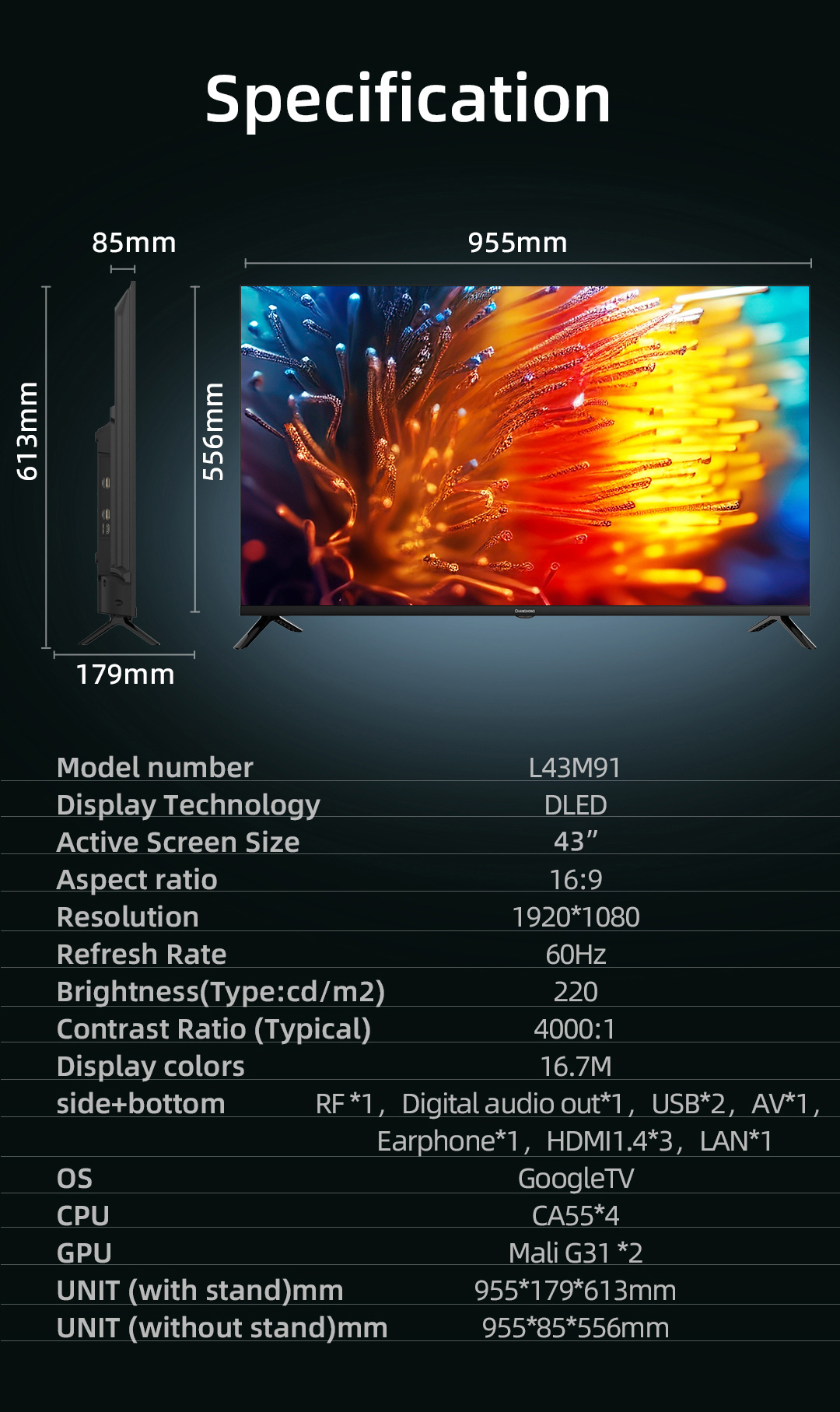 Jual Changhong Google TV 43 inch FHD Dolby Audio Google Play Netflix ...