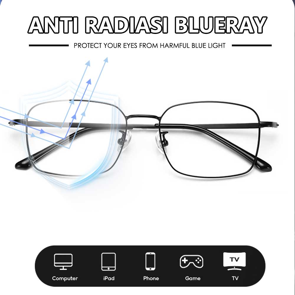 Jual Seeouo Kacamata Antiradiasi Blueray Model Kotak Business Style Bahan Metal Comfortable ...