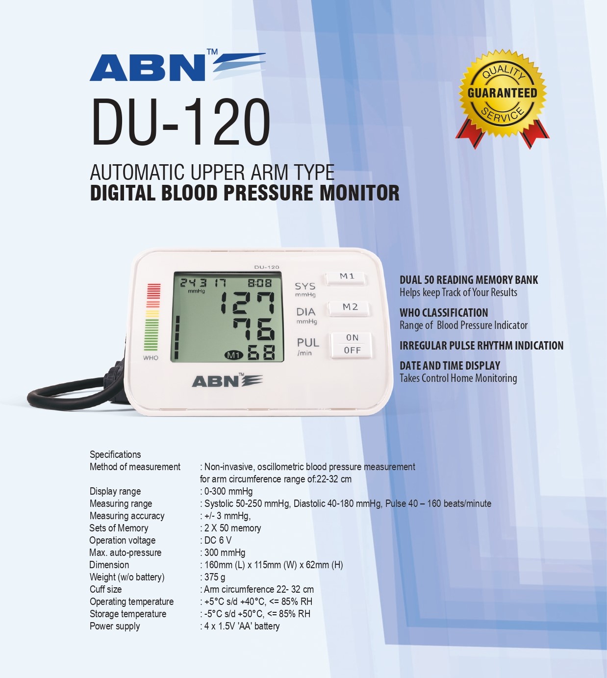 Jual ABN Tensimeter Digital DU-120 Automatic Digital Blood Pressure ...