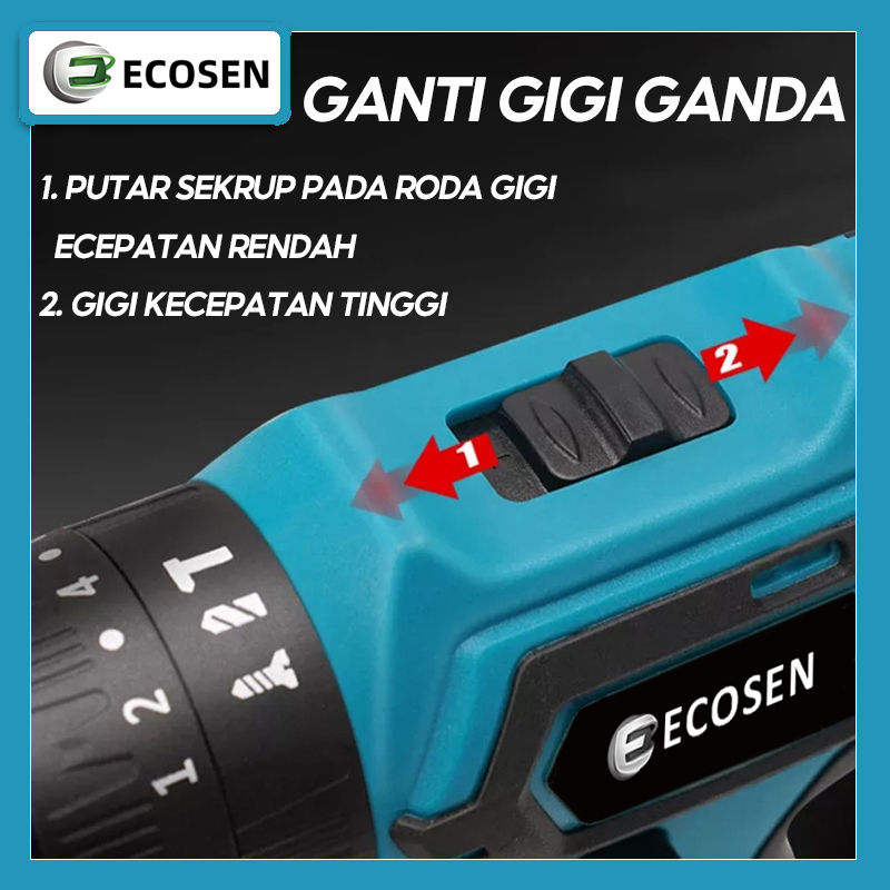 Jual ECOSEN 699V Mesin Bor Baterai Tangan Cordless Drill Battery Bor Cordless Power Drills Kit 2 ...