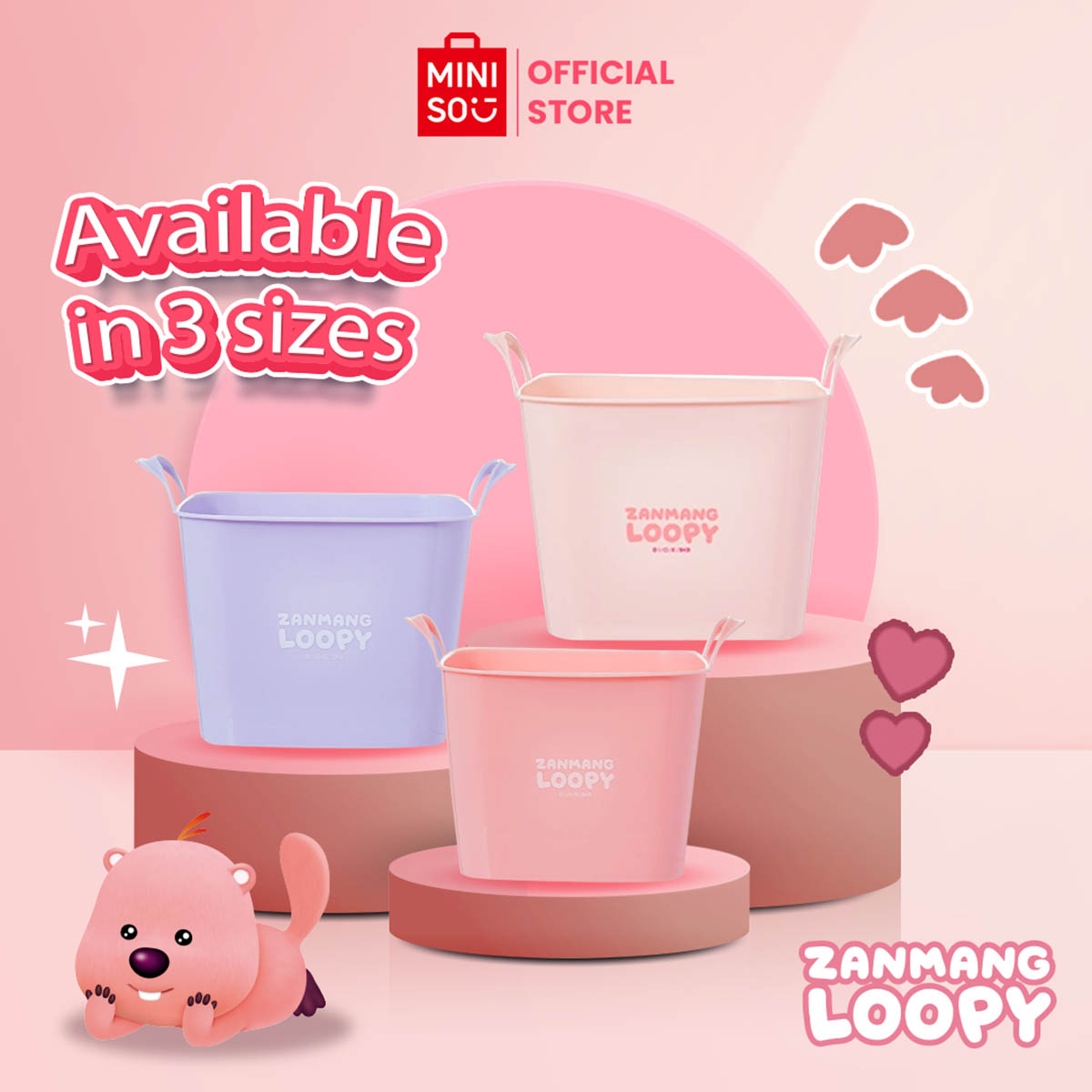 Jual Miniso x ZANMANG Loopy Collection Keranjang Penyimpanan PE Basket ...