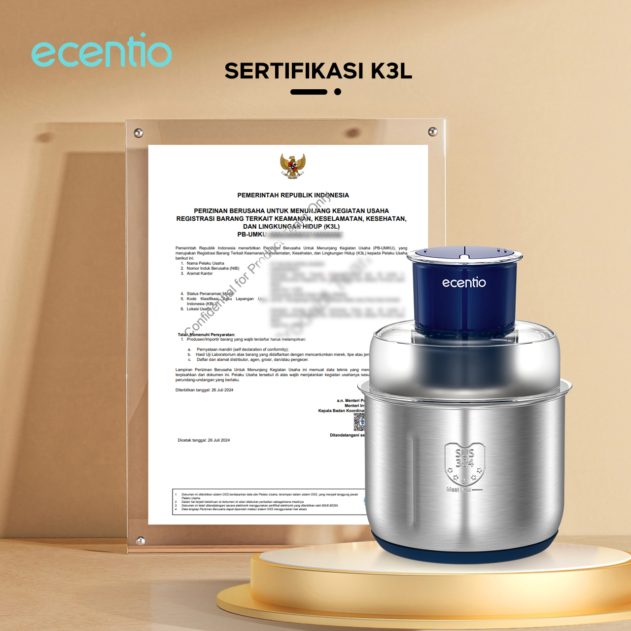 Jual ecentio Food Chopper 3L 4 pisau Stainless steel 304 Penggiling ...