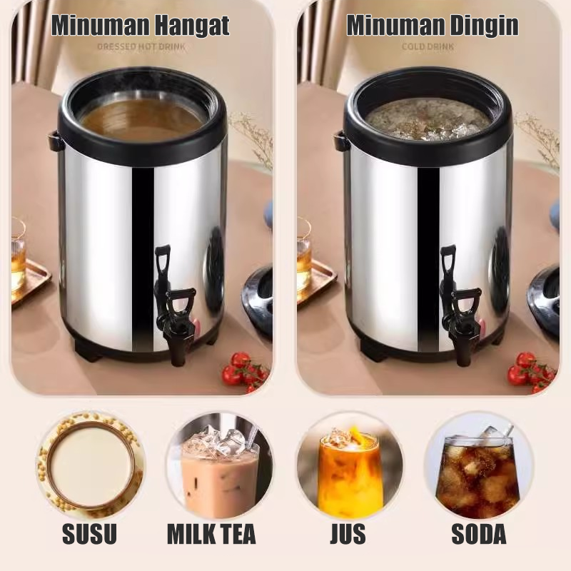 Jual ES Dispenser Air Milk Tea Stainless Steel Termos Besar Tahan Lama ...