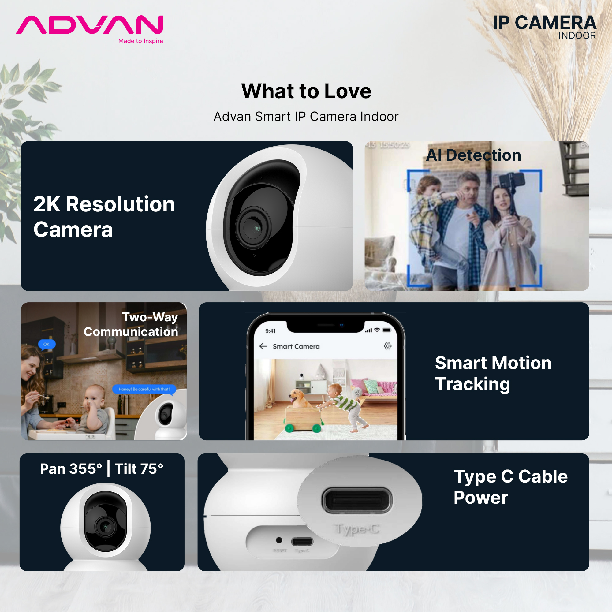 Jual ADVAN Smart AI CCTV Indoor ID3 Smart IP Camera 3MP 2K Indoor CCTV ...