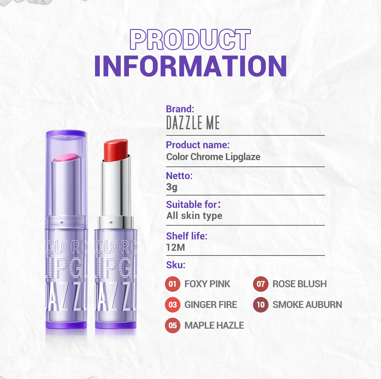 Jual [1PC] DAZZLE ME Color Chrome Lip Glaze Lipstick Balm untuk ...