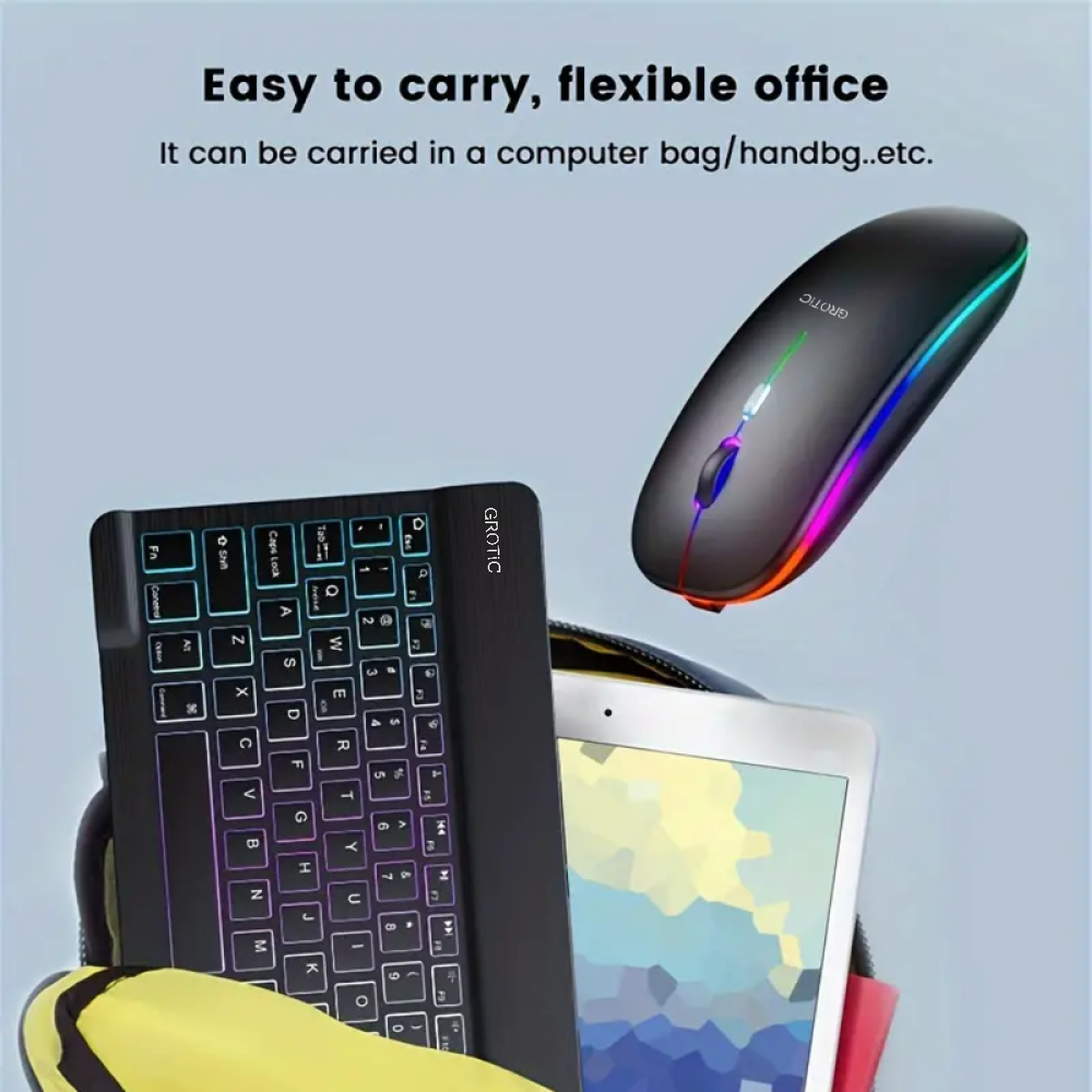 Jual GROTIC Keyboard Mouse Wireless Bluetooth LED Backlight 10 inch ...