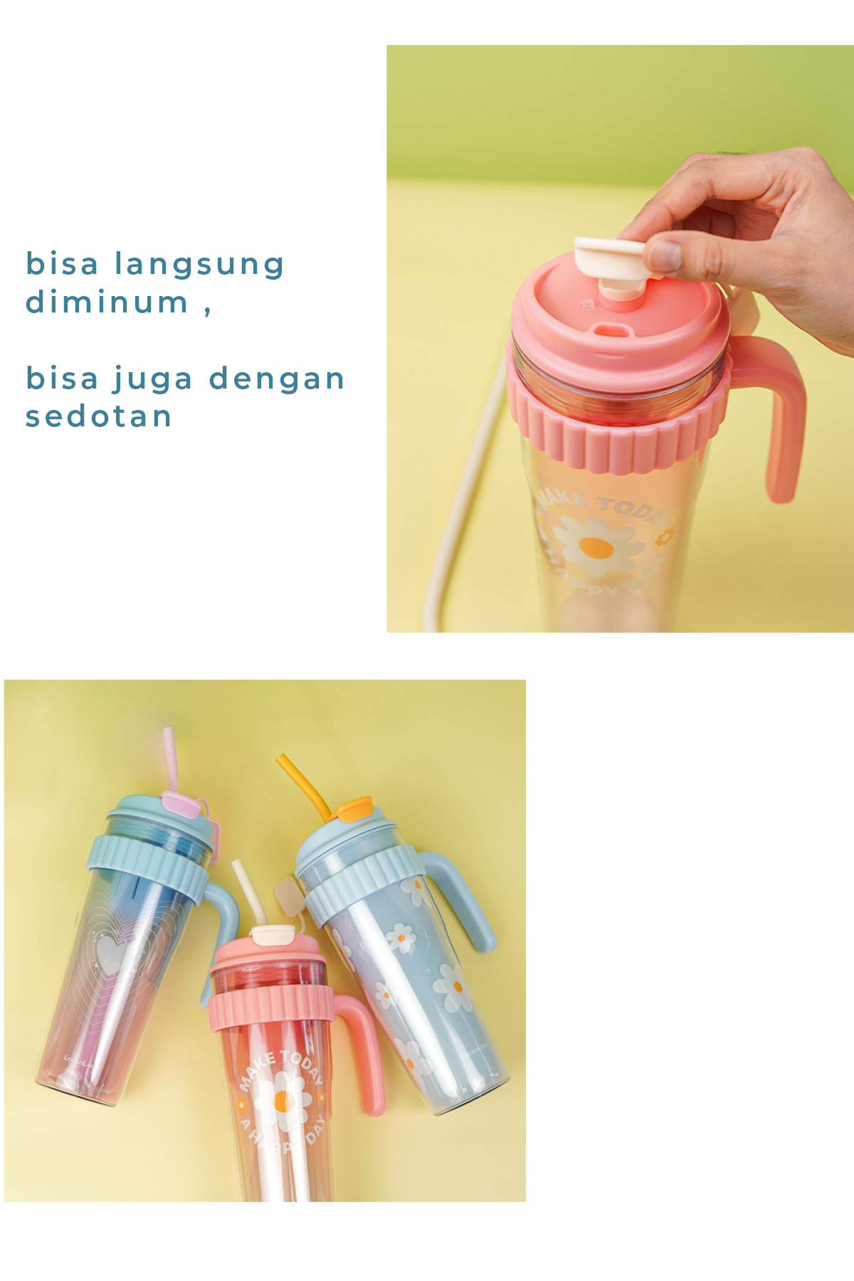 Jual LocknLock Botol Minum Spring Double Wall Cold Cup 890ml - HAP538 ...