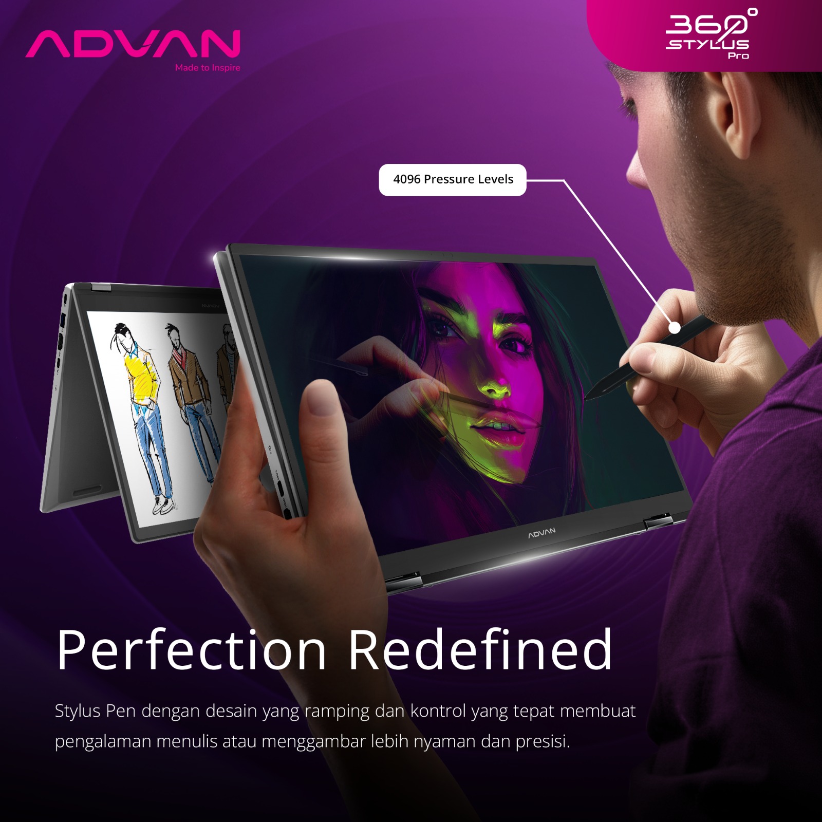 Jual ADVAN Laptop 360 Stylush Pro Laptop 2 IN 1 Touchscreen Intel Core ...