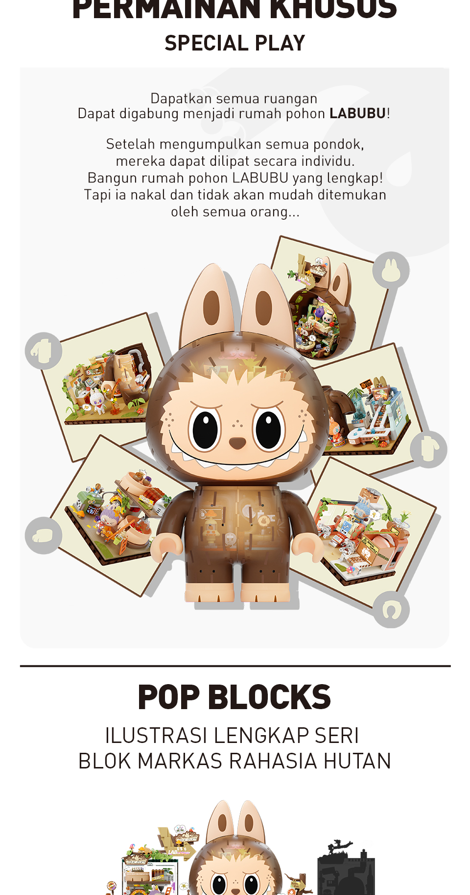 Jual POP MART POP BLOCKS The Monsters Forest Secret Base Labubu Series ...