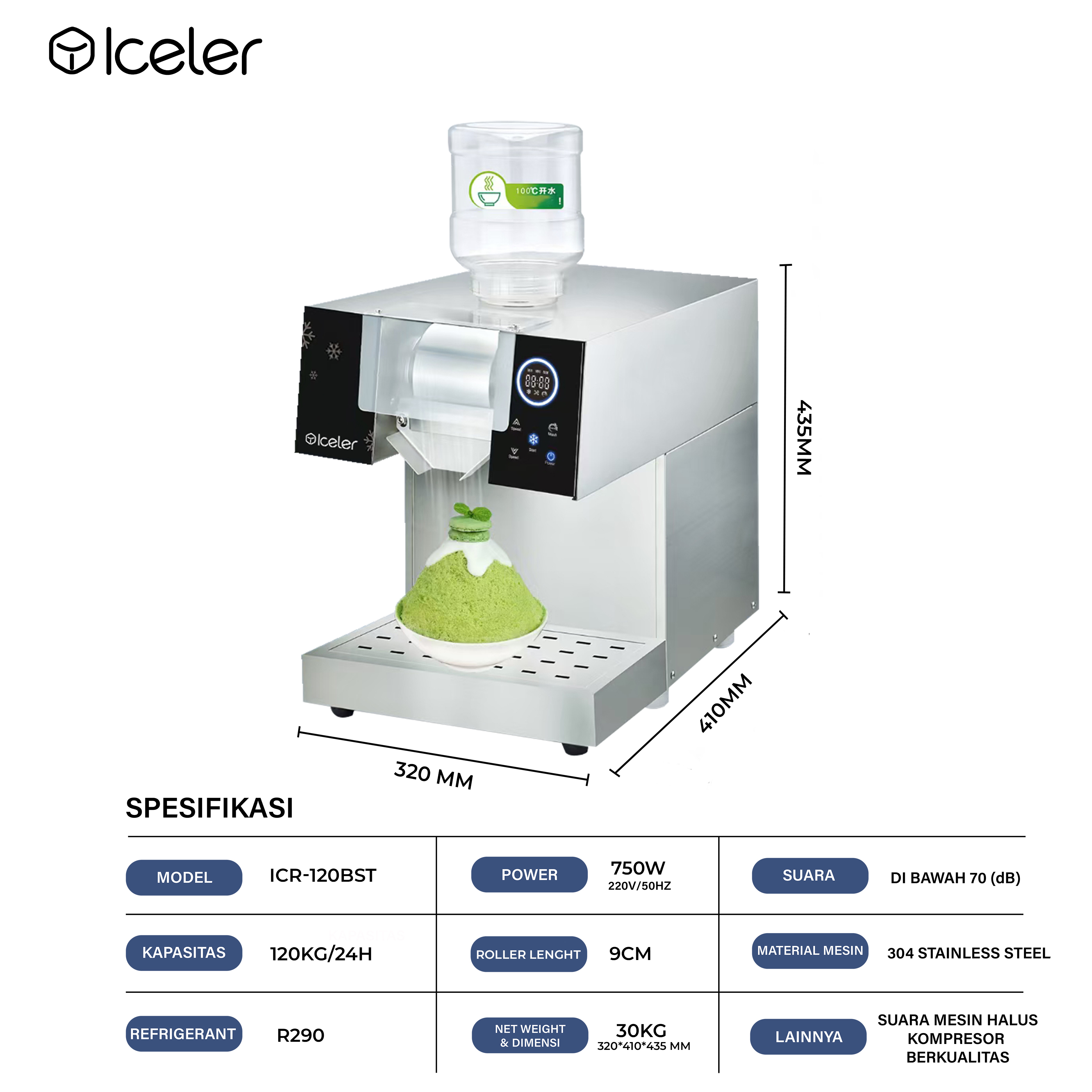 Jual Iceler Mesin Es Bingsoo 750Watt 120kg/24jam Bingsu Snow Ice Maker ...