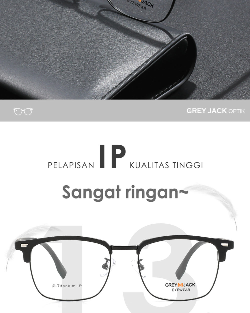 Jual Grey Jack Frame Kacamta Model Kotak Style Simple Bahan Titanium ...