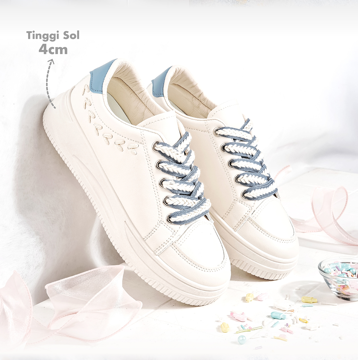 Jual PVN Seola Sepatu Sneakers Wanita Sport Shoes Cream 279 | Shopee ...