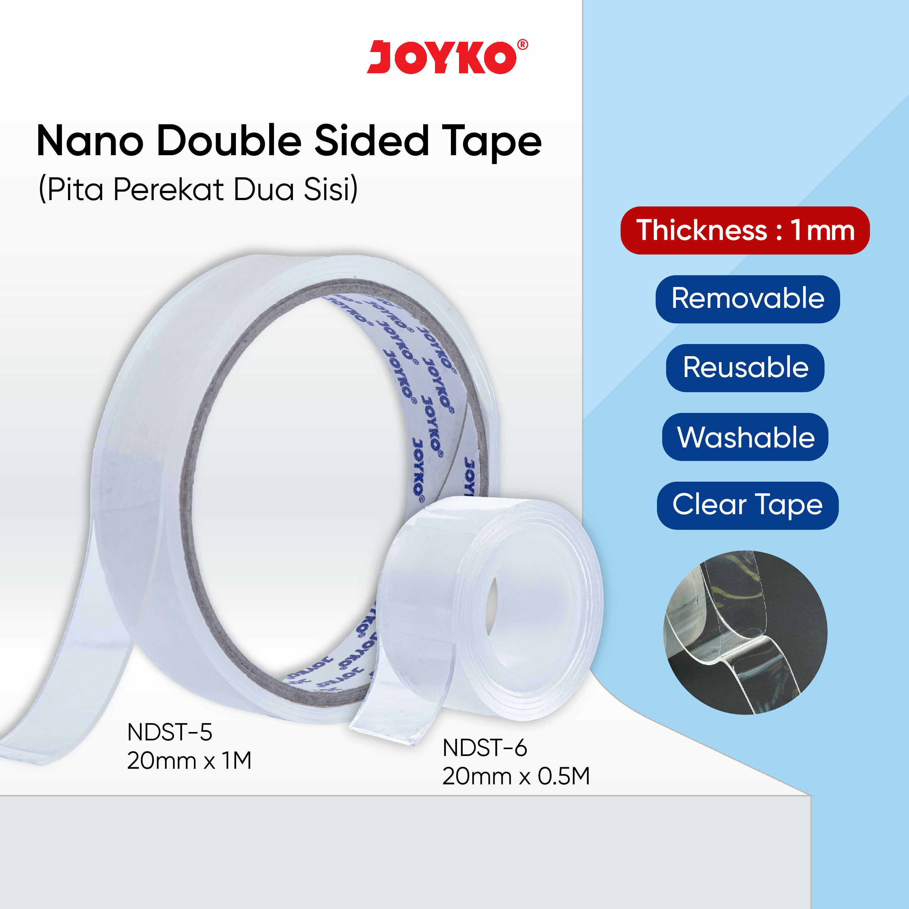 Jual Nano Double Sided Tape Pita Perekat Dua Sisi Joyko NDST | Shopee Indonesia