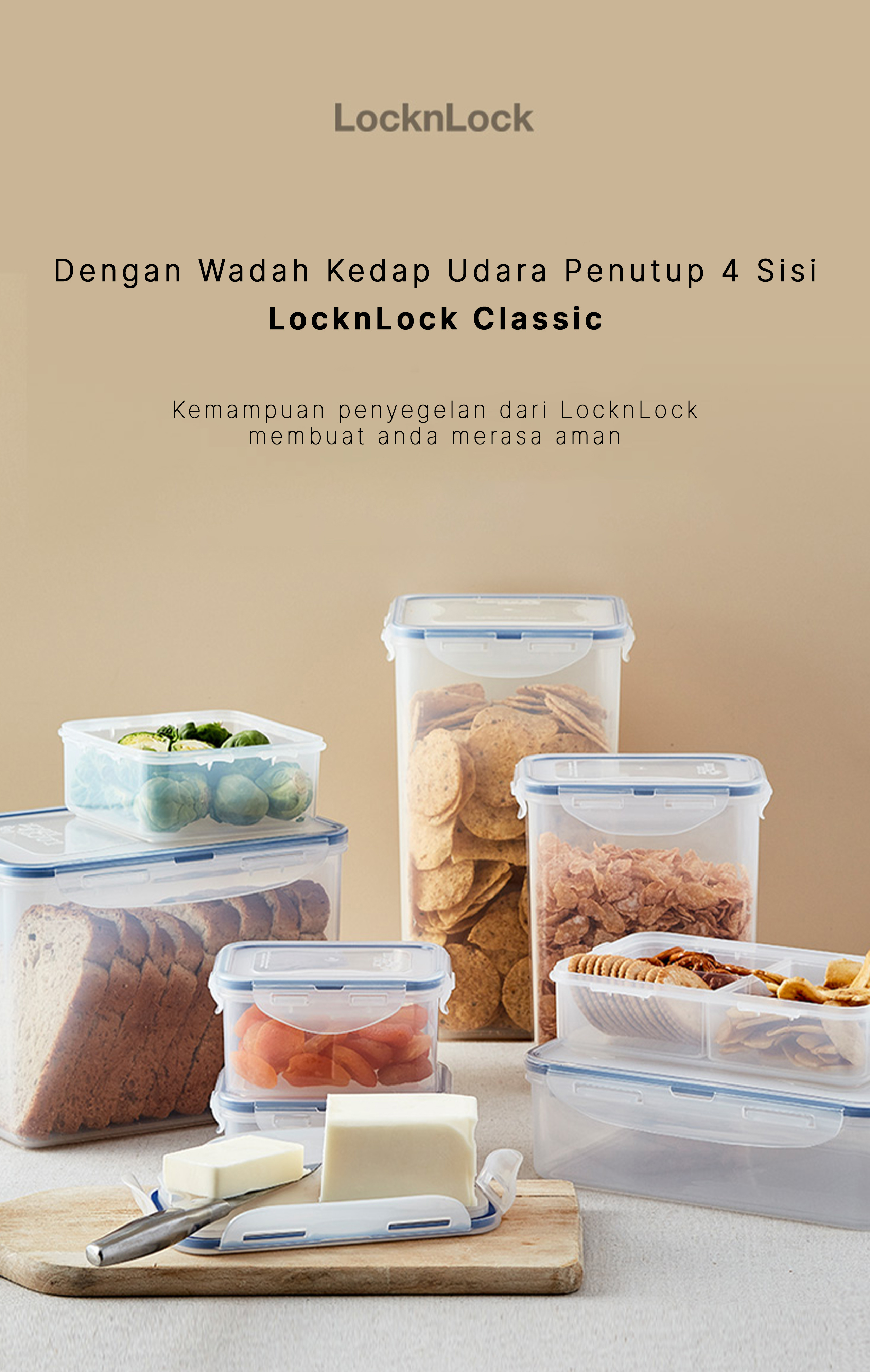 Jual LocknLock Classic Kotak Makan Rectangular Short 550ml With Divider - HPL815C | Shopee Indonesia