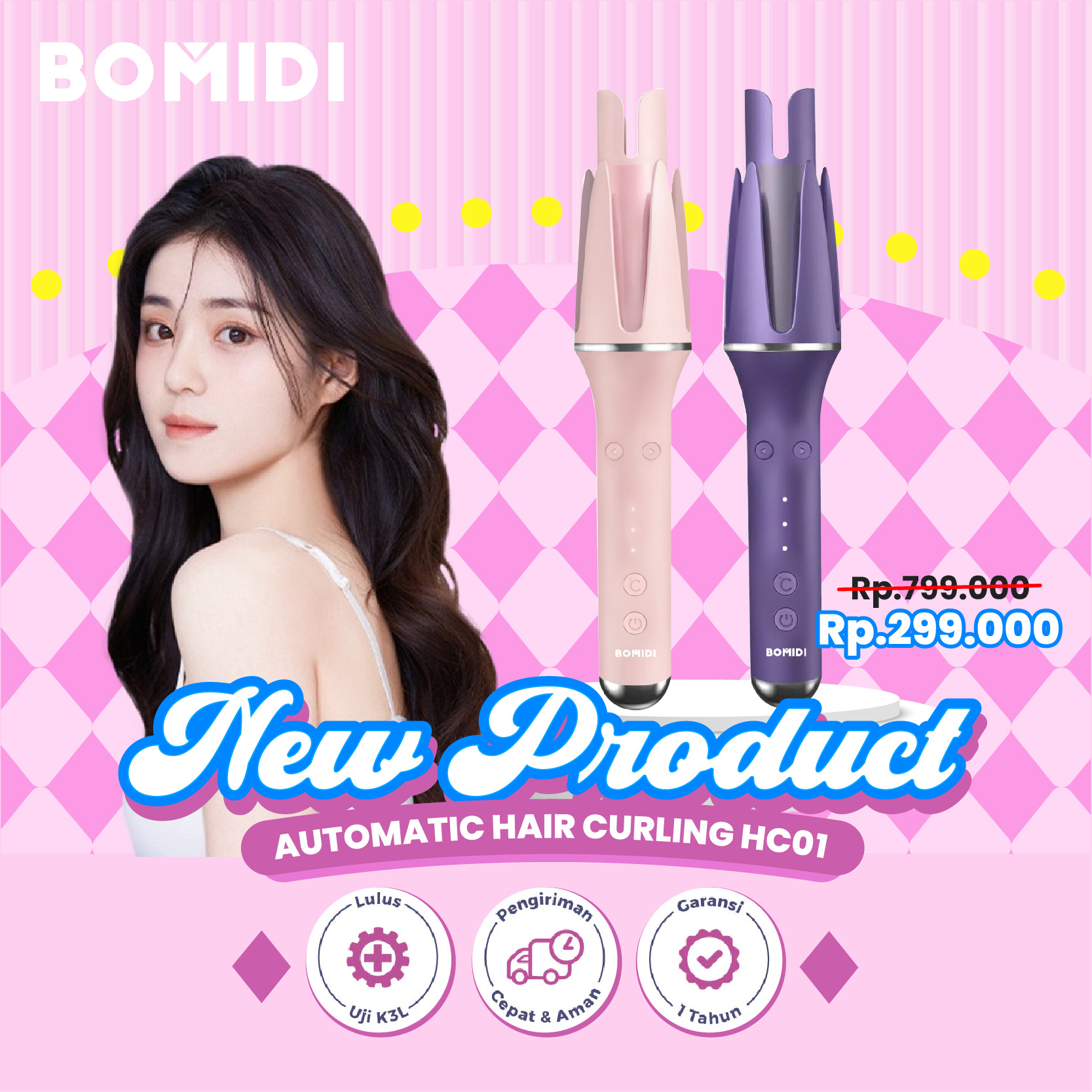 Jual [COD] BOMIDI HC01 Catokan KerltIng Keramik Otomatis Catokan Rambut Curling Automatic ...