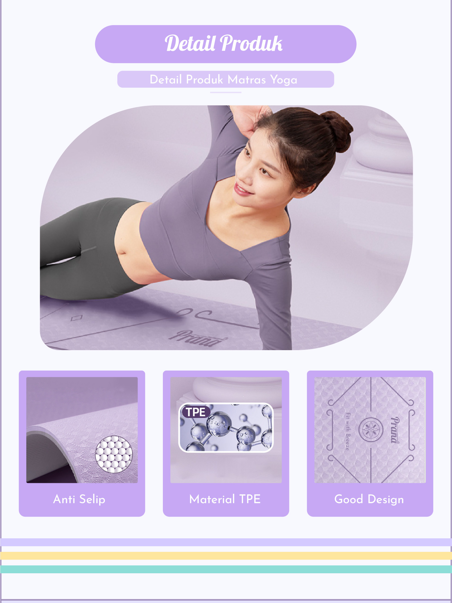 Jual PRANA Yoga Mat Dua Sisi - Matras Yoga Anti Slip Anti Licin dengan ...