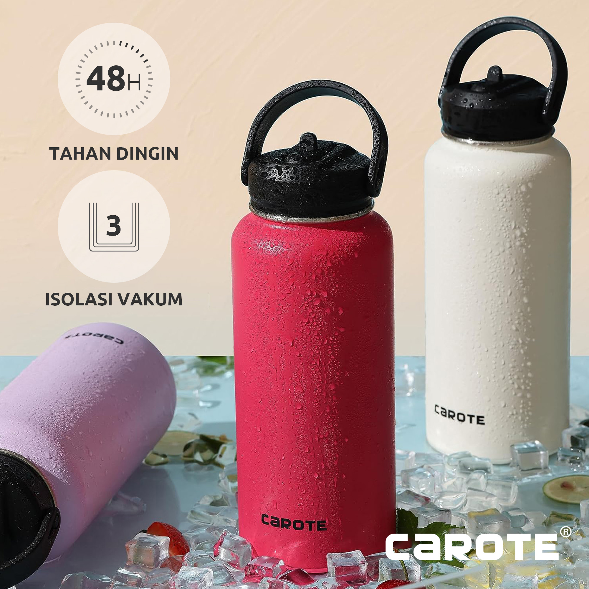 Jual CAROTE Botol Air Minum Stainless Steel dengan Sedotan, Botol Minum ...