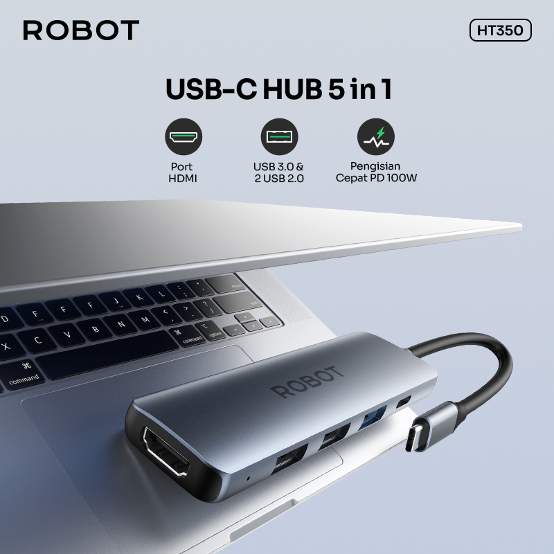 Jual ROBOT HUB HT350 Multiport 5 in1 USB HDMI Type C HUB Adapter ...