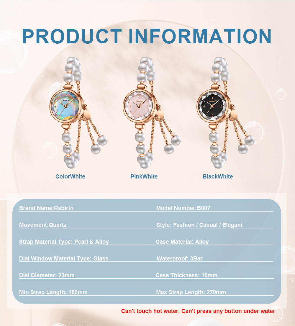 Jual REBIRTH Jam Tangan Wanita Anti Air Tali Gelang Mutiara Korea ...