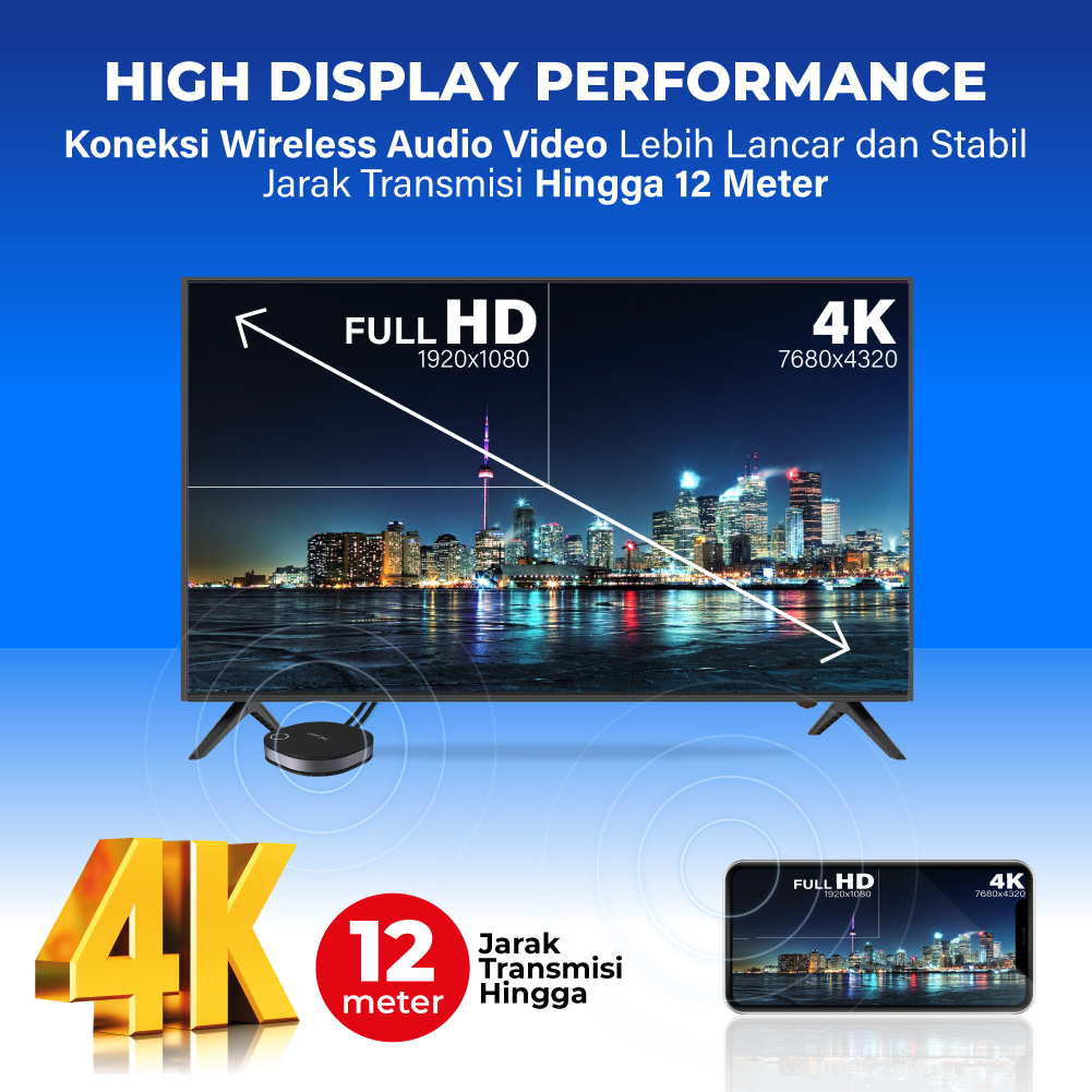 Jual Wireless HDMI Audio Video Receiver Display TV 4K 60Hz PX WFD-4K ...