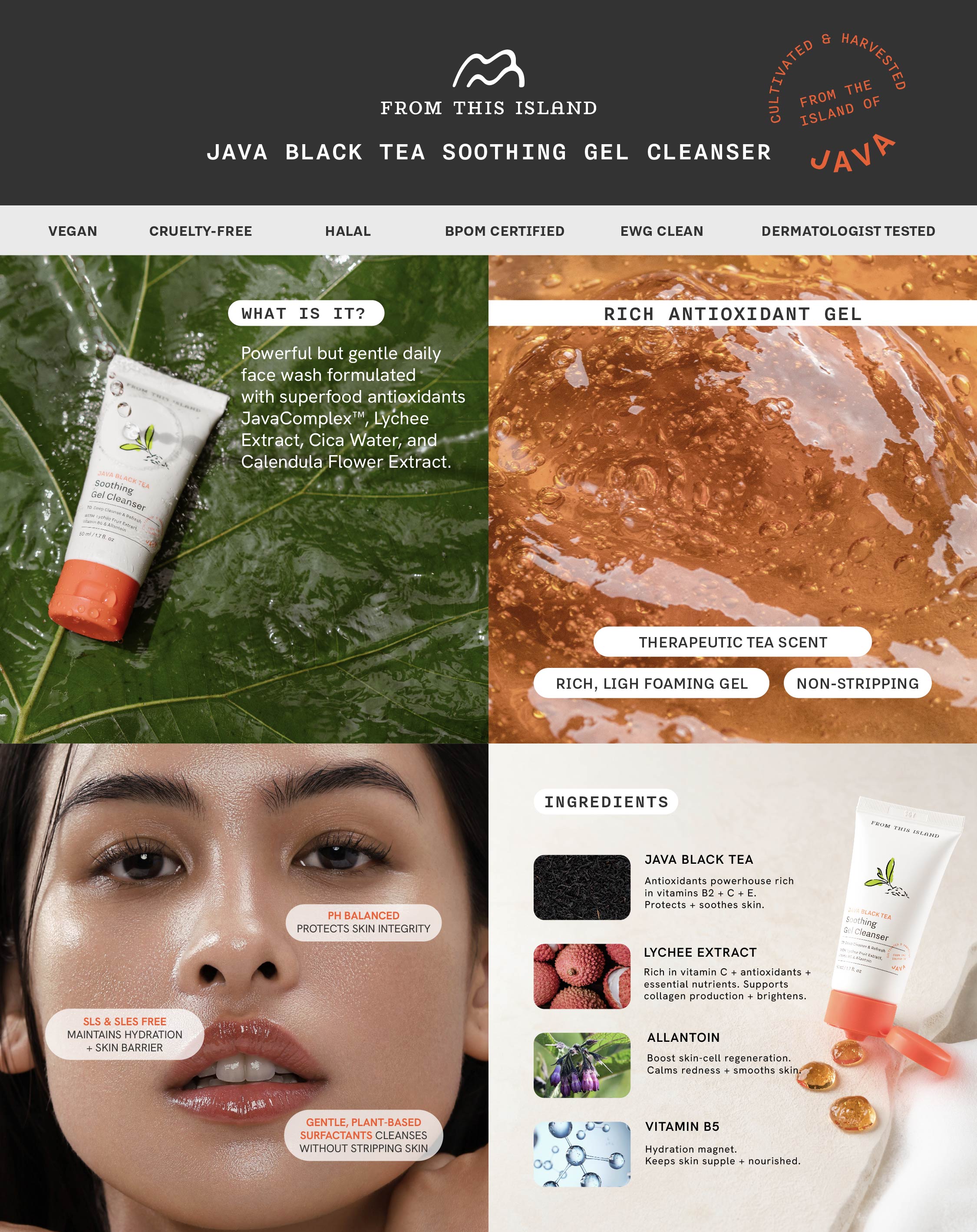 Jual From This Island Java Black Tea Soothing Gel Cleanser | Sabun Cuci ...