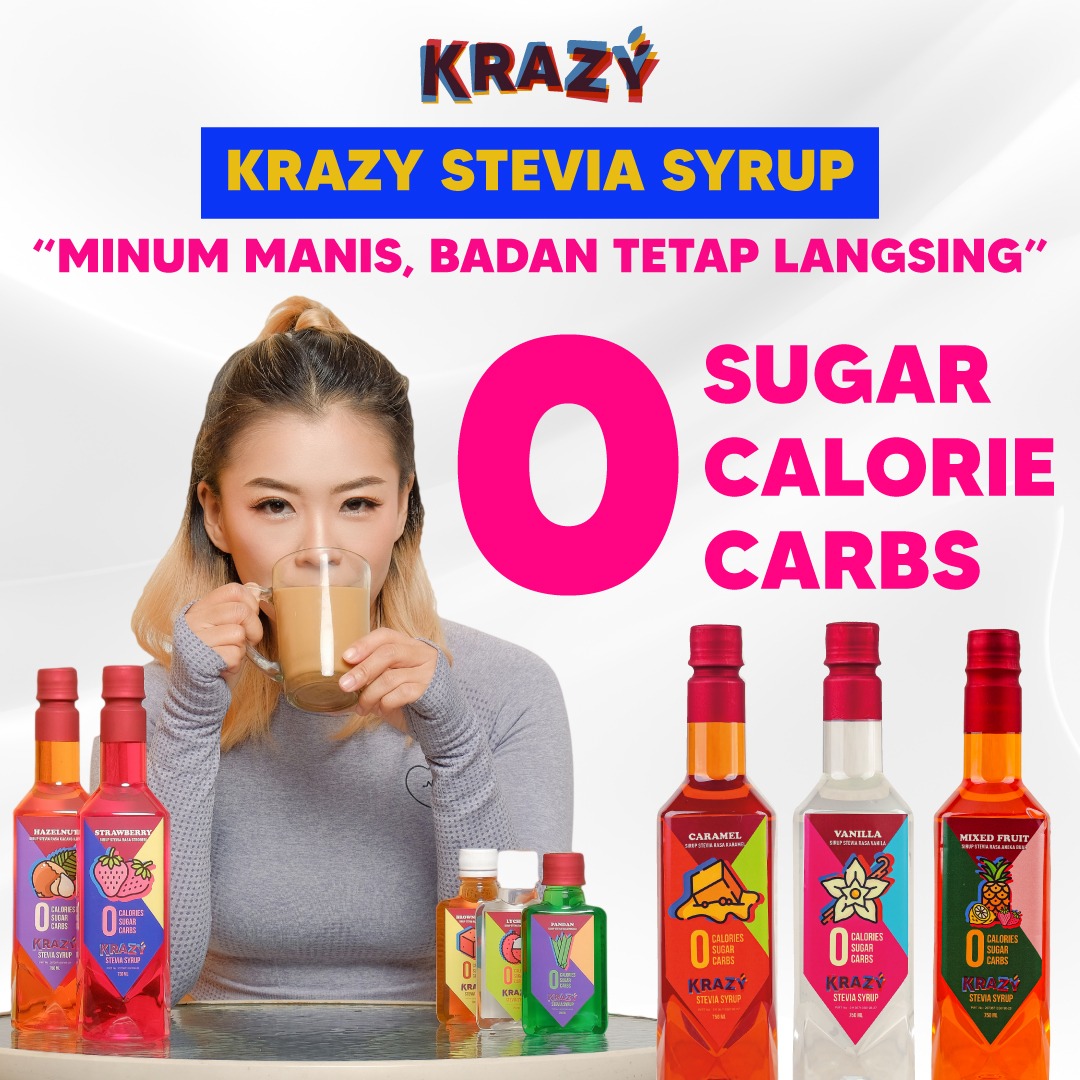 Jual KRAZY Stevia Pemanis Alami Sirup Diet Bebas Gula Sugar Free 200 ml ...