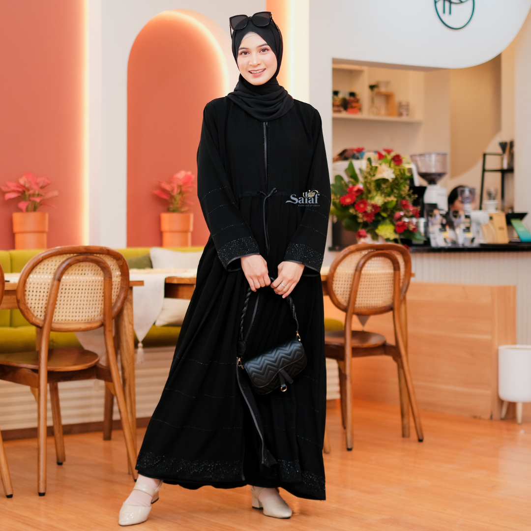 Jual Abaya Gamis Hitam Turkey - Motif Haura | Shopee Indonesia
