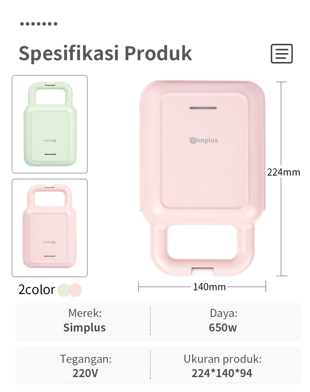 Jual Simplus Sandwich Maker Pemanggang Roti Toaster Anti Lengket Low ...