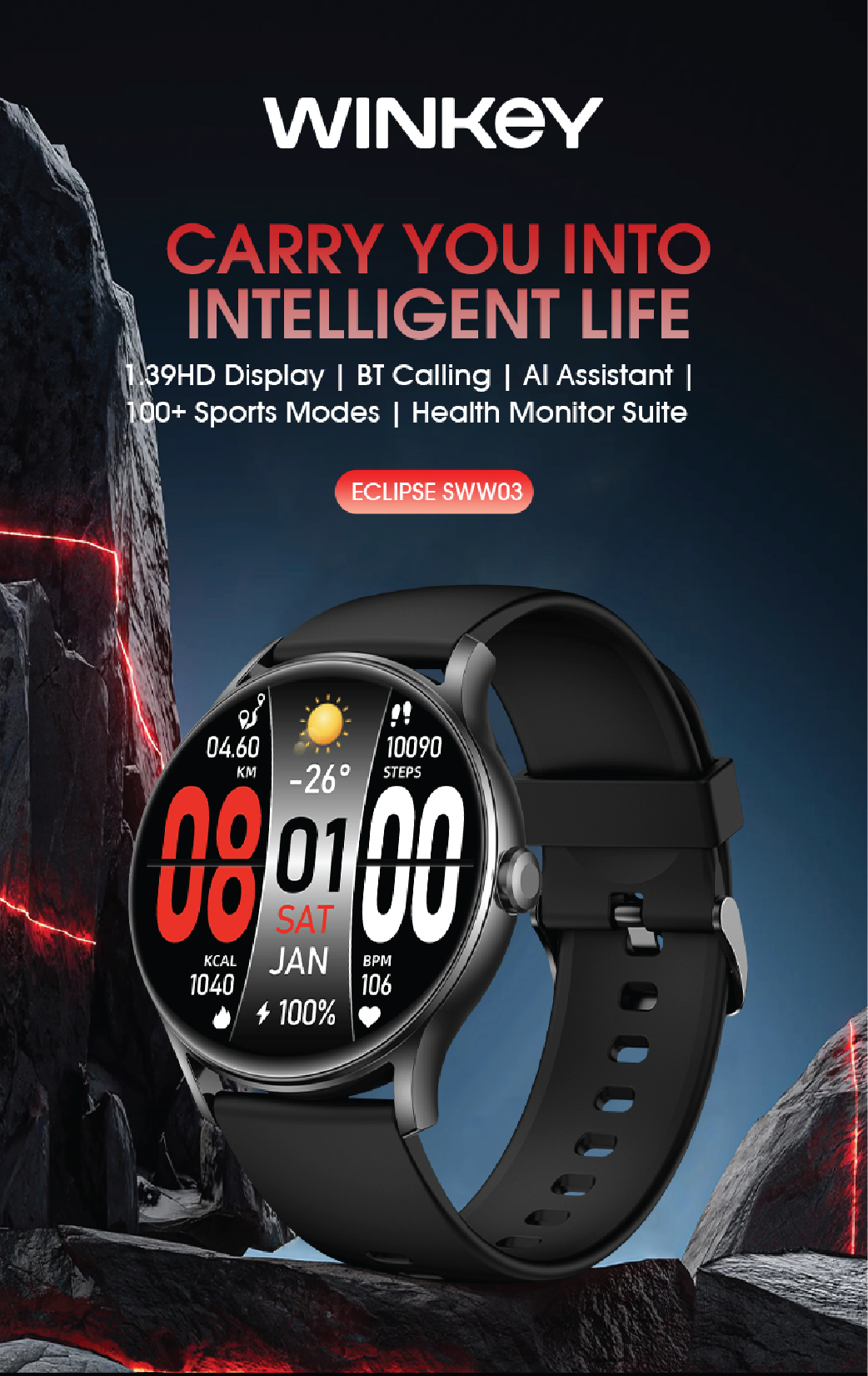 Jual WINKEY Smartwatch Eclipse Bluetooth Call Long Battery Life - SWW03 ...