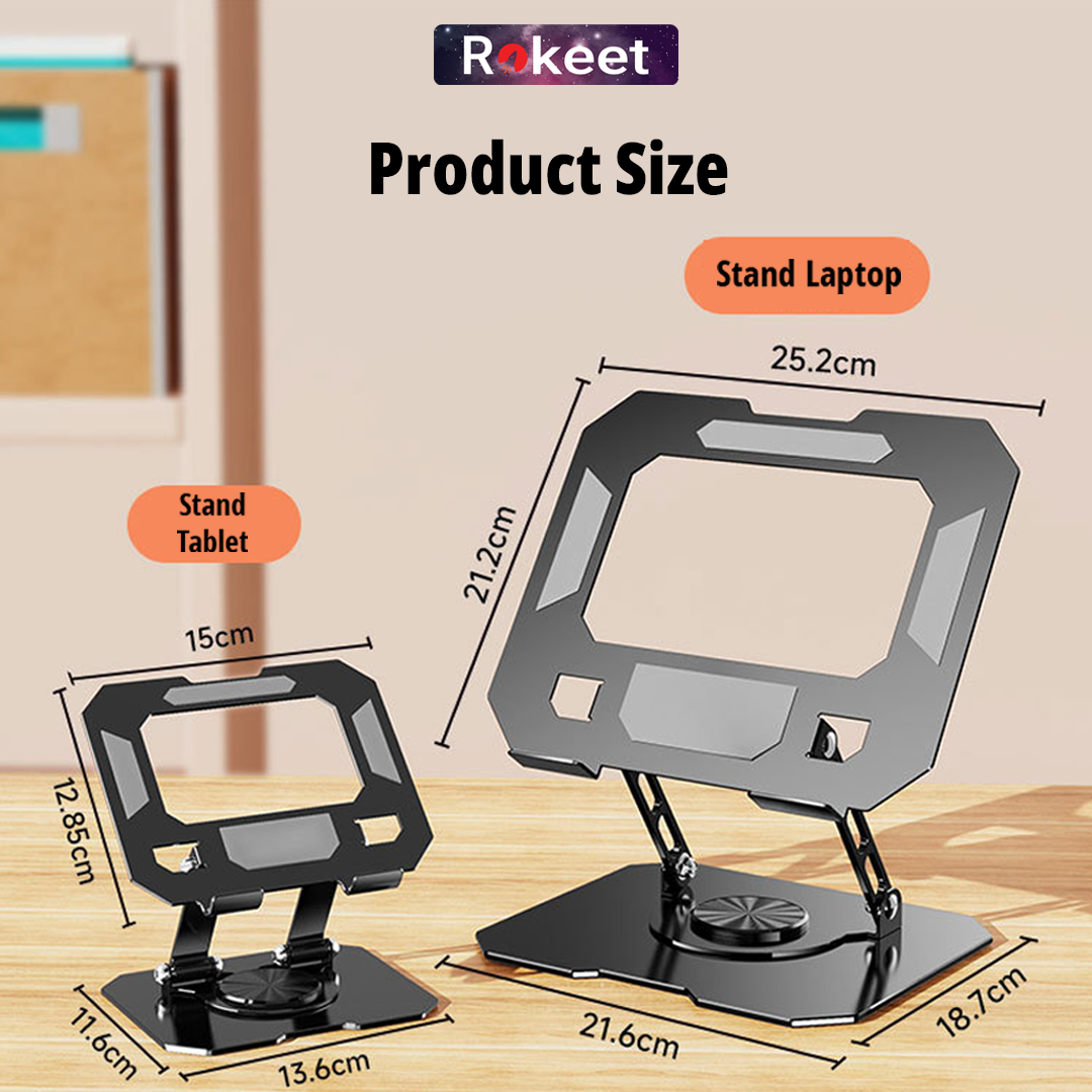 Jual Rokeet Laptop Stand 360° Rotatable Bisa Dilipat Notebook Tablet ...