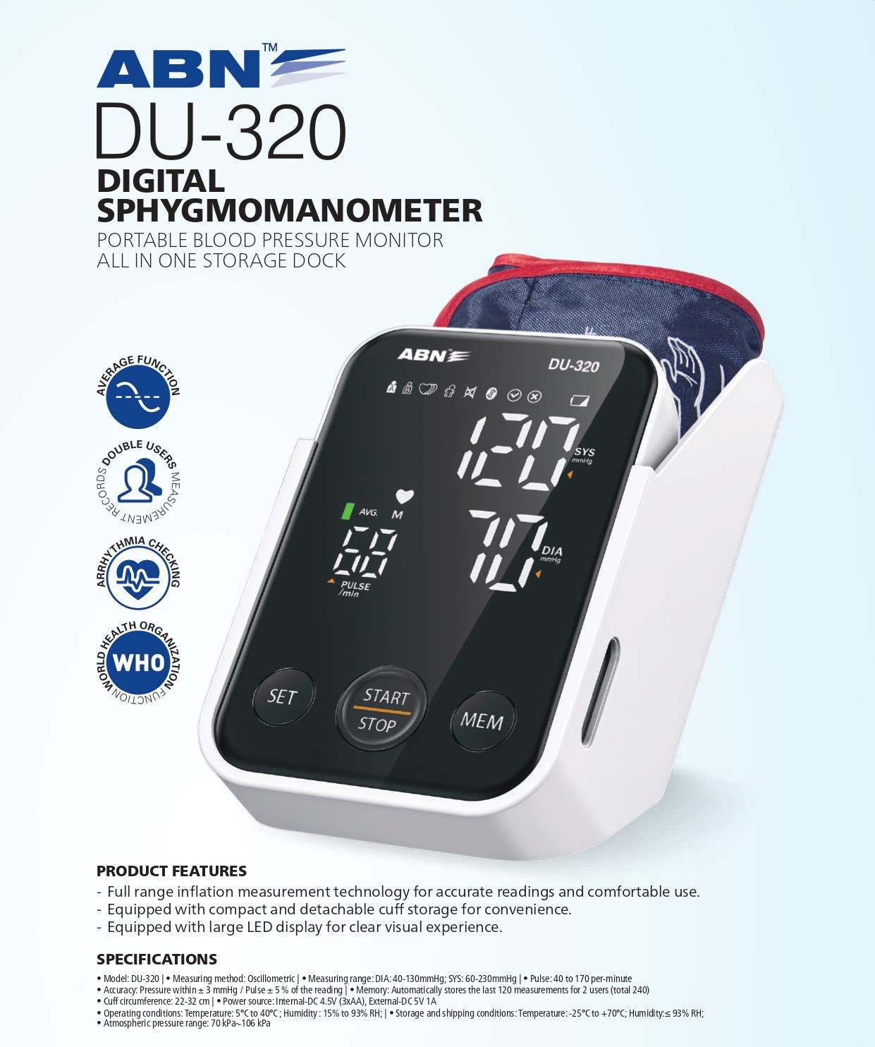 Jual ABN Tensimeter Digital DU-320 Blood Pressure Monitor | Shopee ...